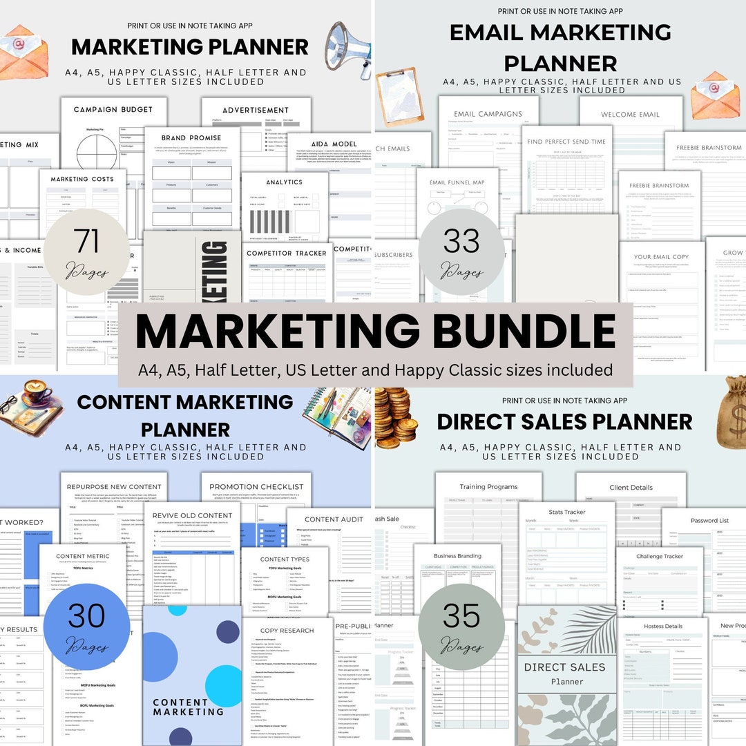 Marketing Planner Printable Bundle Email Marketing Planner Business ...