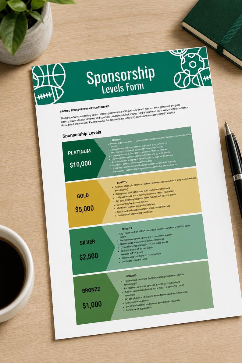 Sports Sponsorship Template Canva Editable, School Team Fundraiser ...