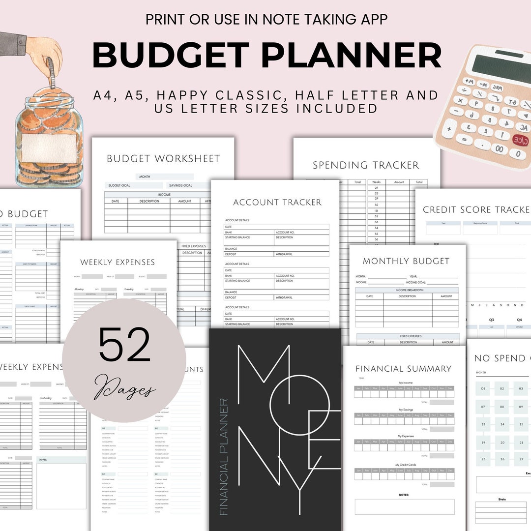 Budget Binder Printable Finance Tracker Bundle Expenses Log Credit ...