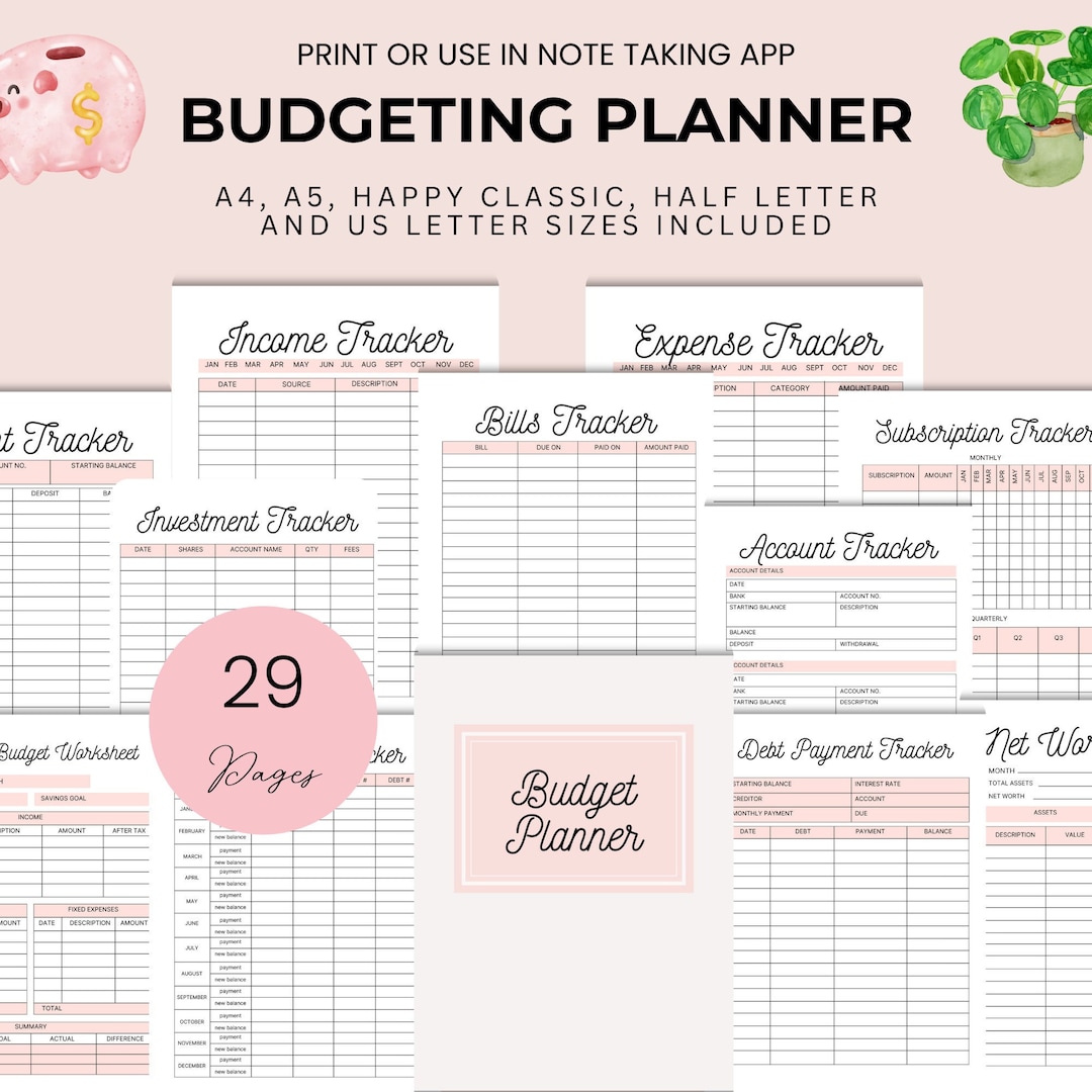 Budget Planner Printable Finance Planner Digital Budgeting Journal for ...
