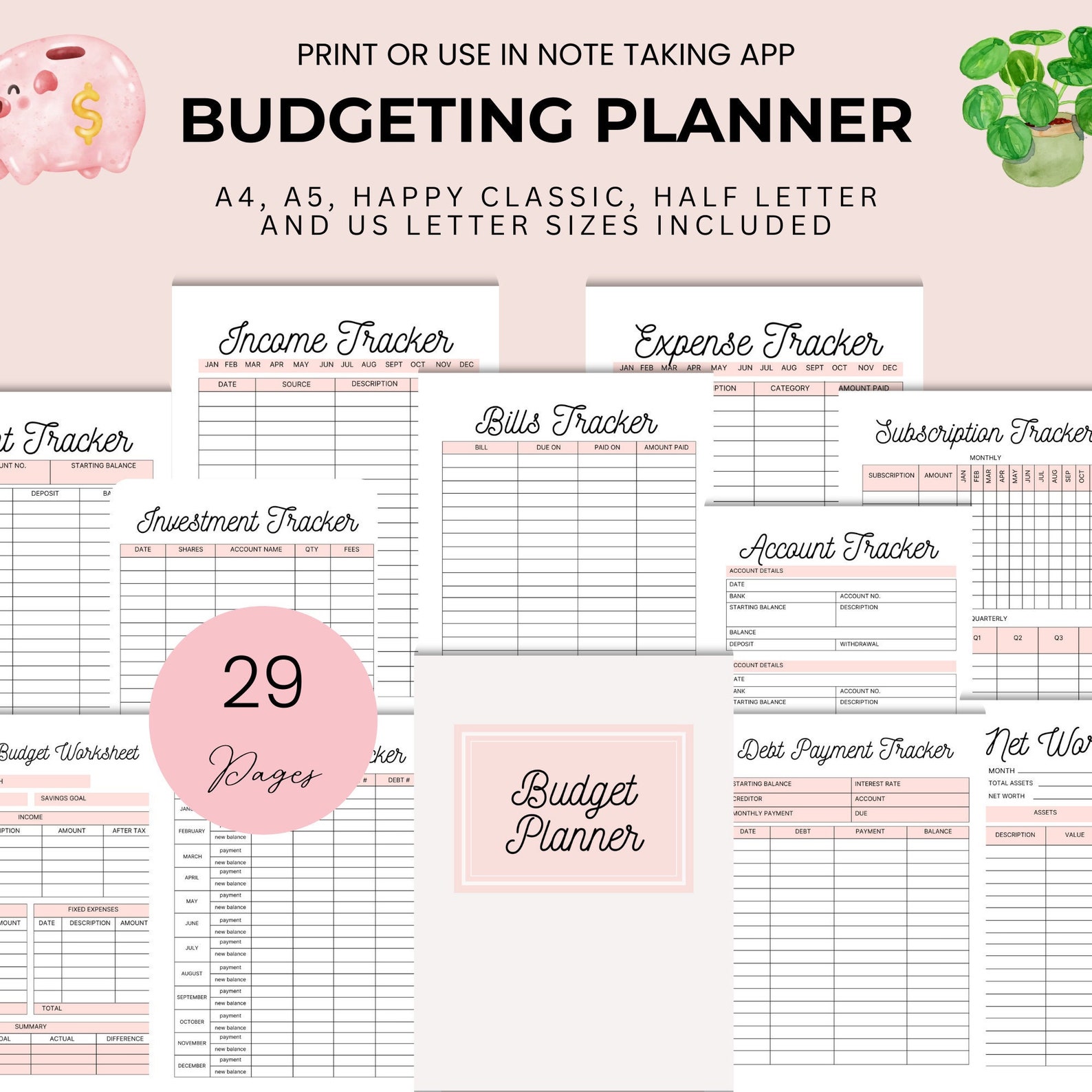 Budget Planner Printable Finance Planner Digital Budgeting Journal for ...