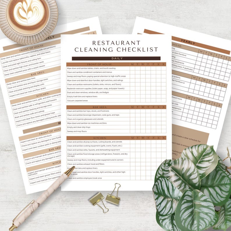 Restaurant Cleaning Checklist, Editable Template for Daily, Weekly, and ...