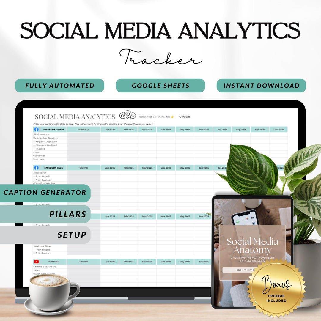 Social Media Analytics Tracker Instagram Monthly Growth Log Social ...