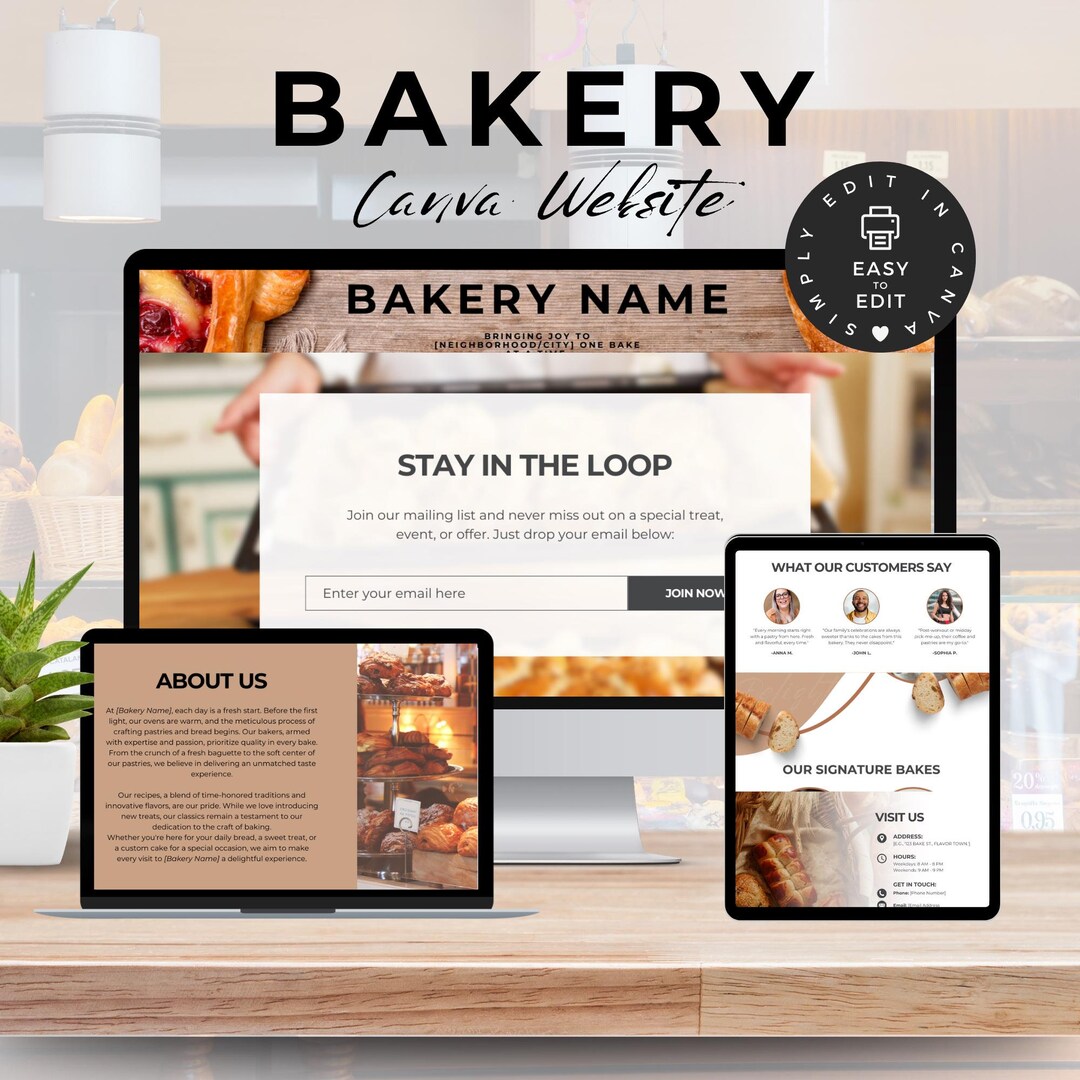 Editable Bakery Website Template for Cake Makers and Bakers, Canva ...