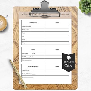 Personal Trainer Client Goal Setting Form Editable Fitness Progress ...