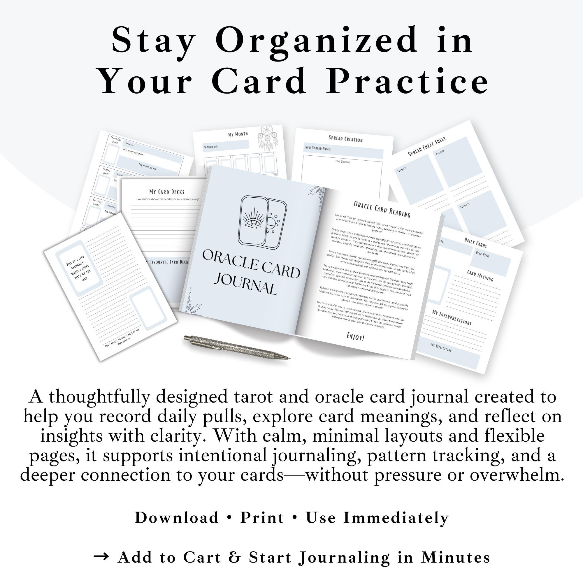 Oracle Journal Printable | Oracle Card Journal for Daily Readings ...