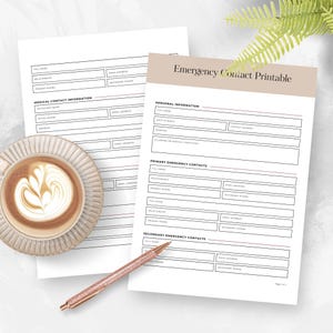 Emergency Contact Form Printable Contact List Template Medical ...