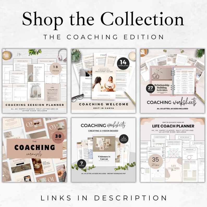 Life Coach Worksheet Bundle Coaching Workbook Editable Client Progress ...