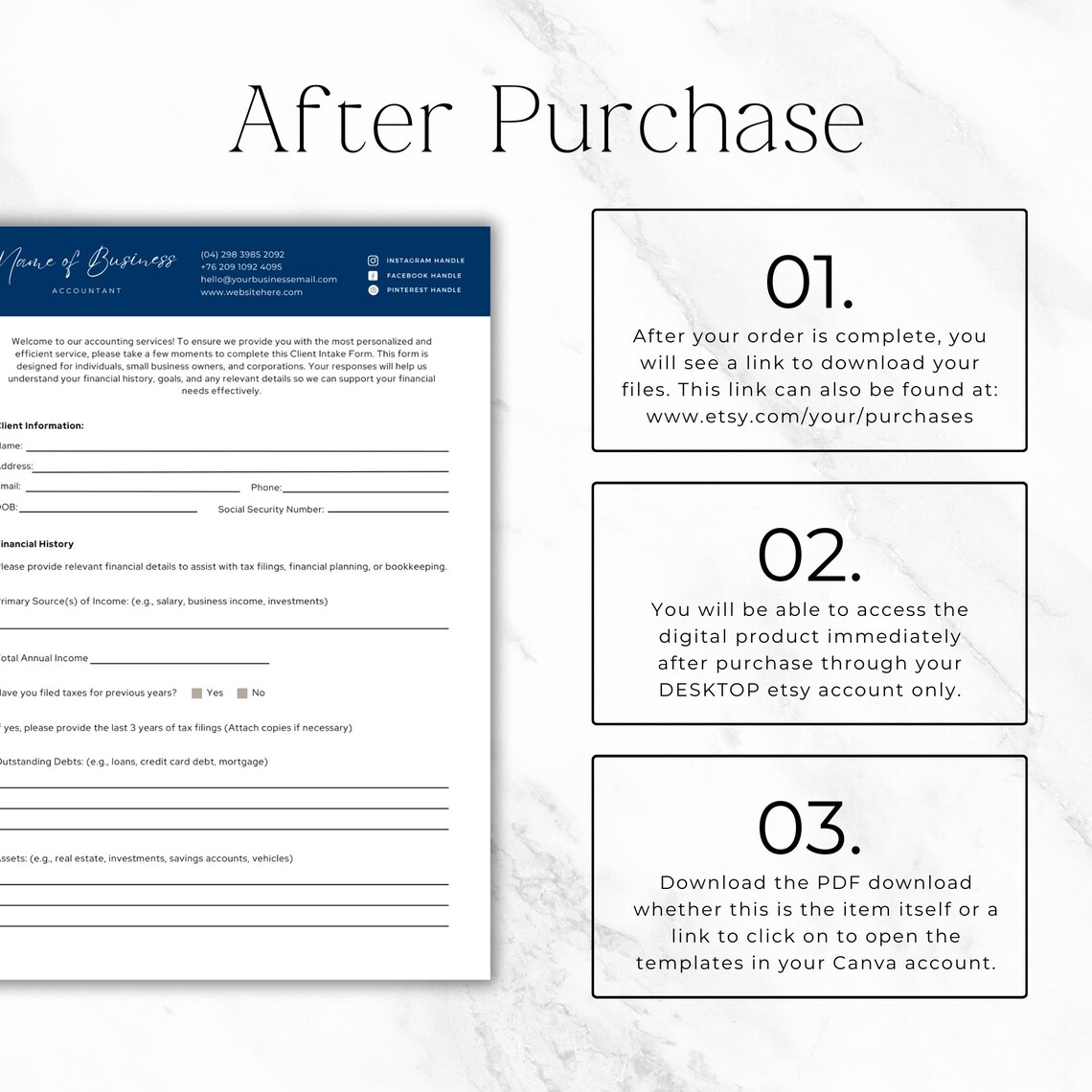 Accountant Client Intake Form Template, Editable Bookkeeping Client ...