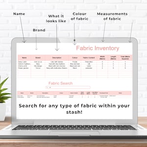 Sewing Inventory Spreadsheet Excel Fabric Tracker for Sewing Pattern ...
