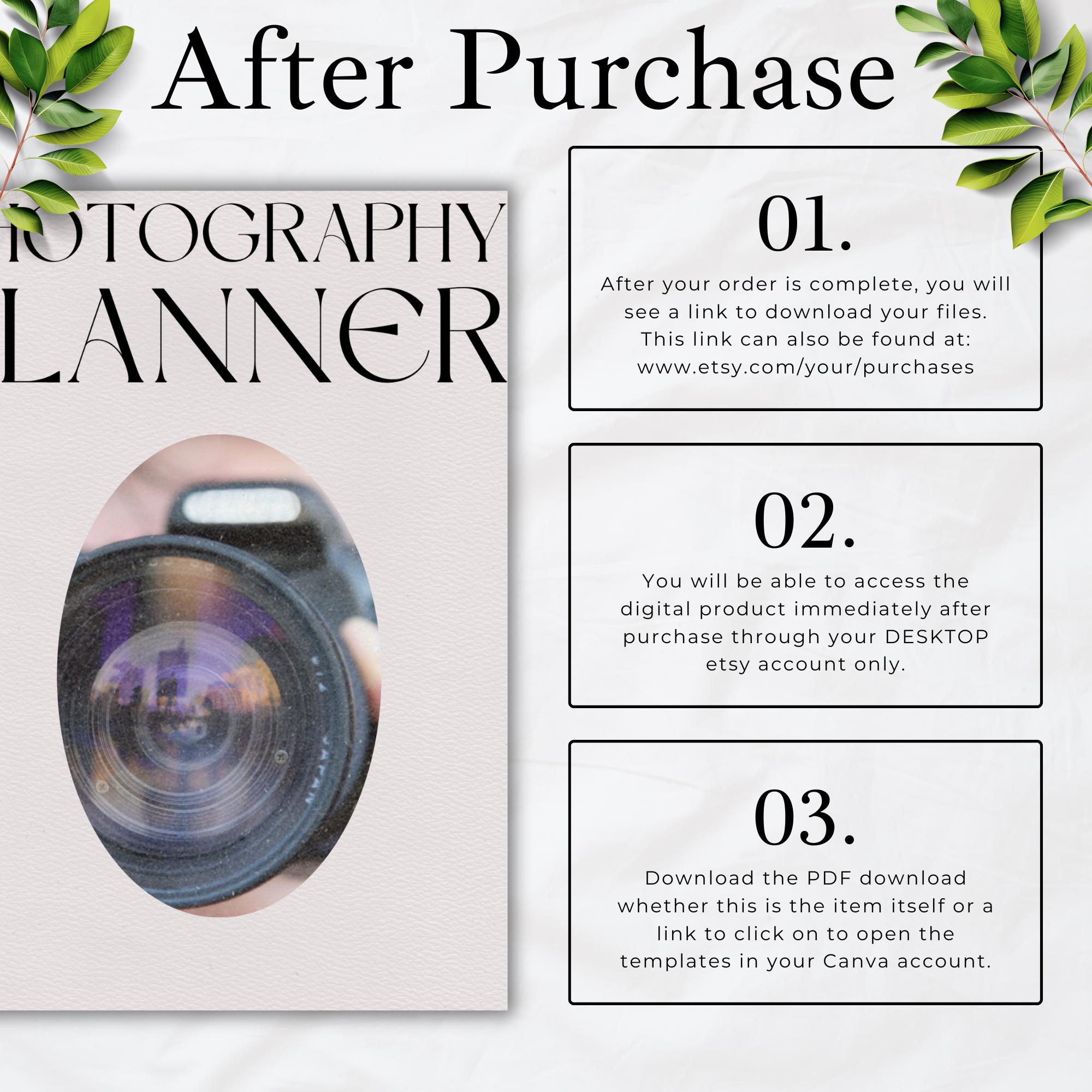 Photography Planner Printable Photographer Session Planner Photography ...