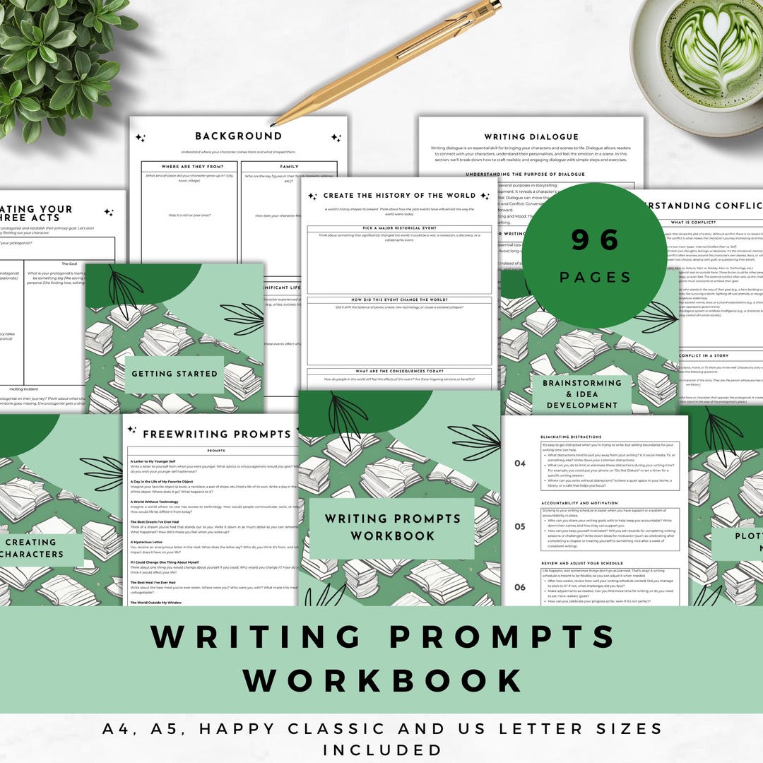 Novel Writing Workbook Writing Prompt Worksheets for Novel Plot ...