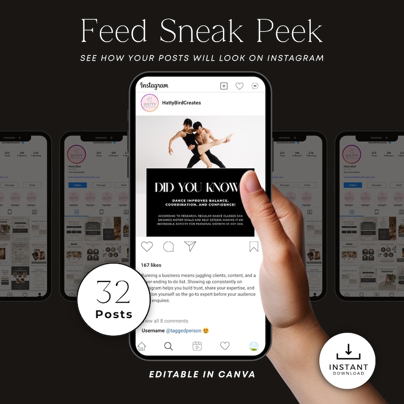 Dance Studio Social Media Templates | Editable Canva Marketing Posts ...