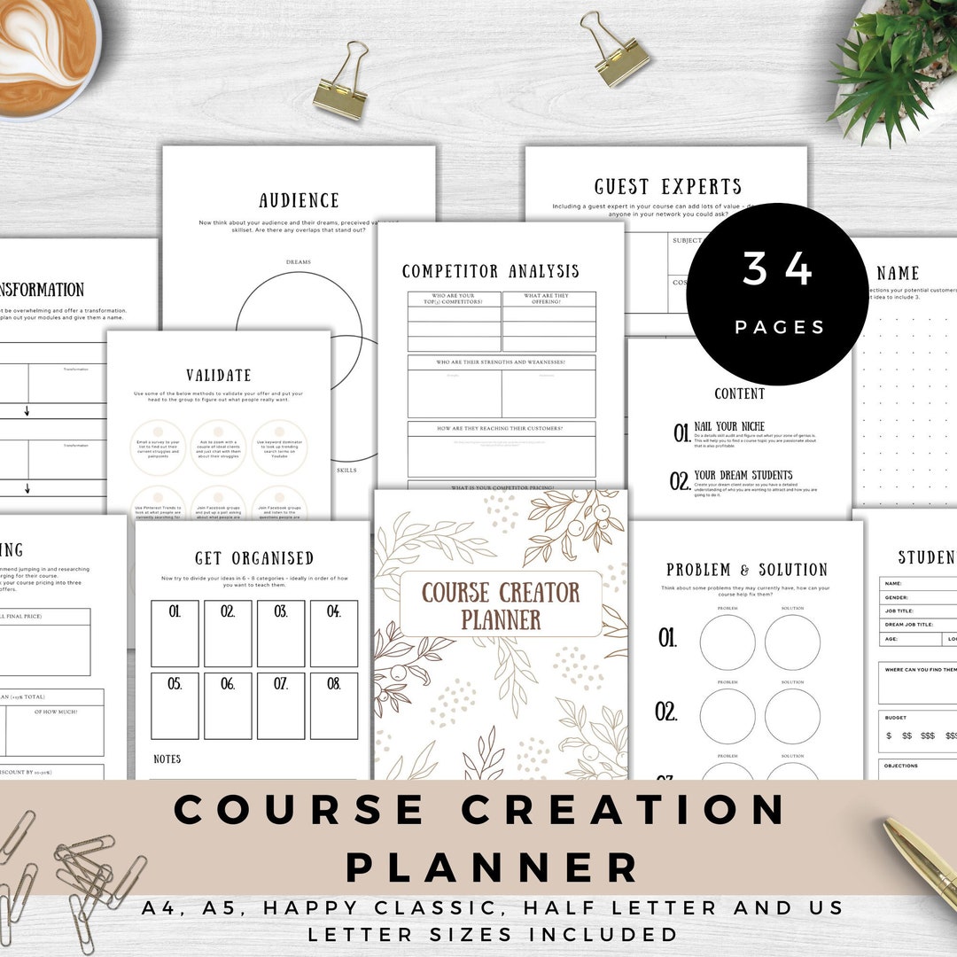 Course Creator Bundle Online Course Planner Printable Course Launch ...