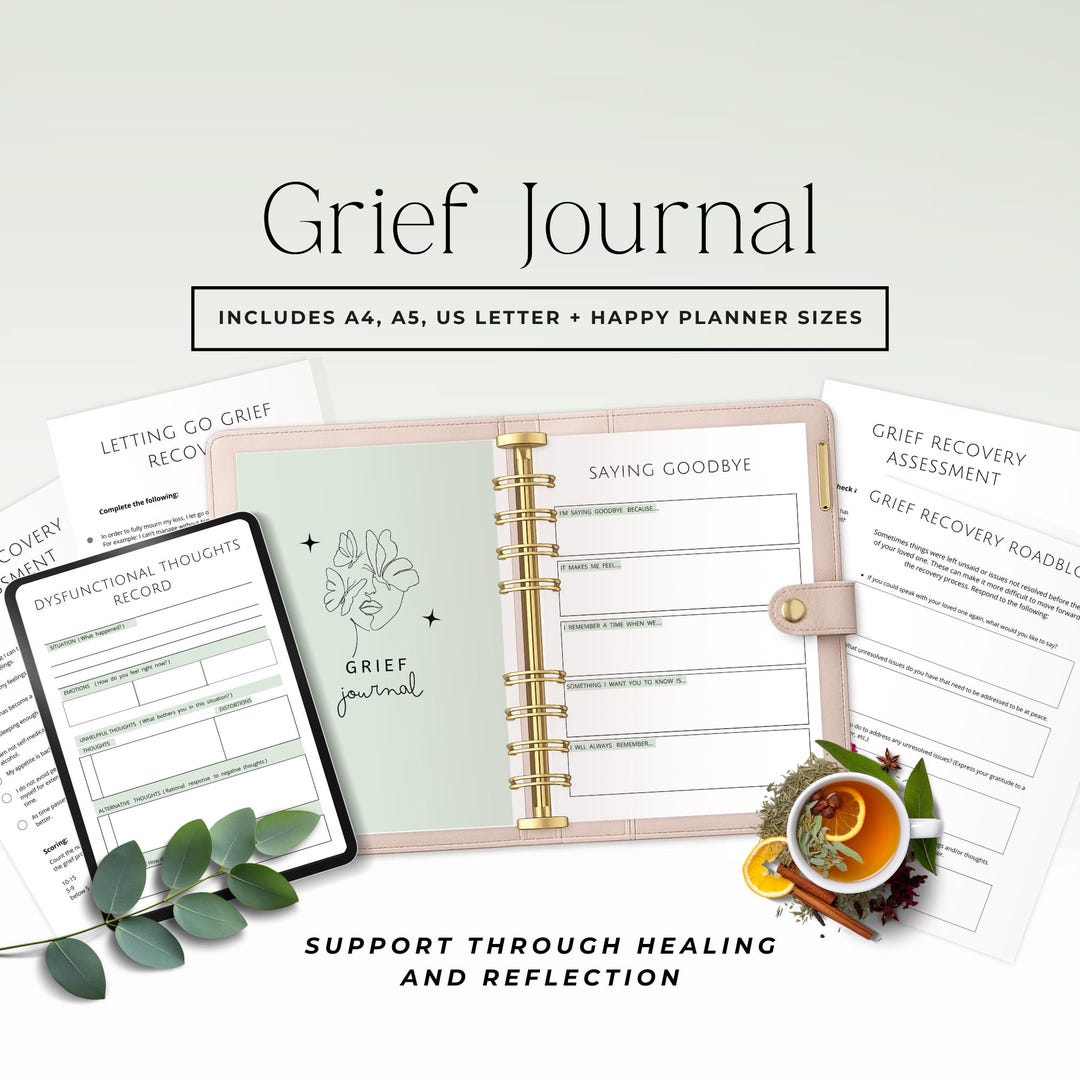 Grief Journal Printable for Mental Health Support, Digital Bereavement ...