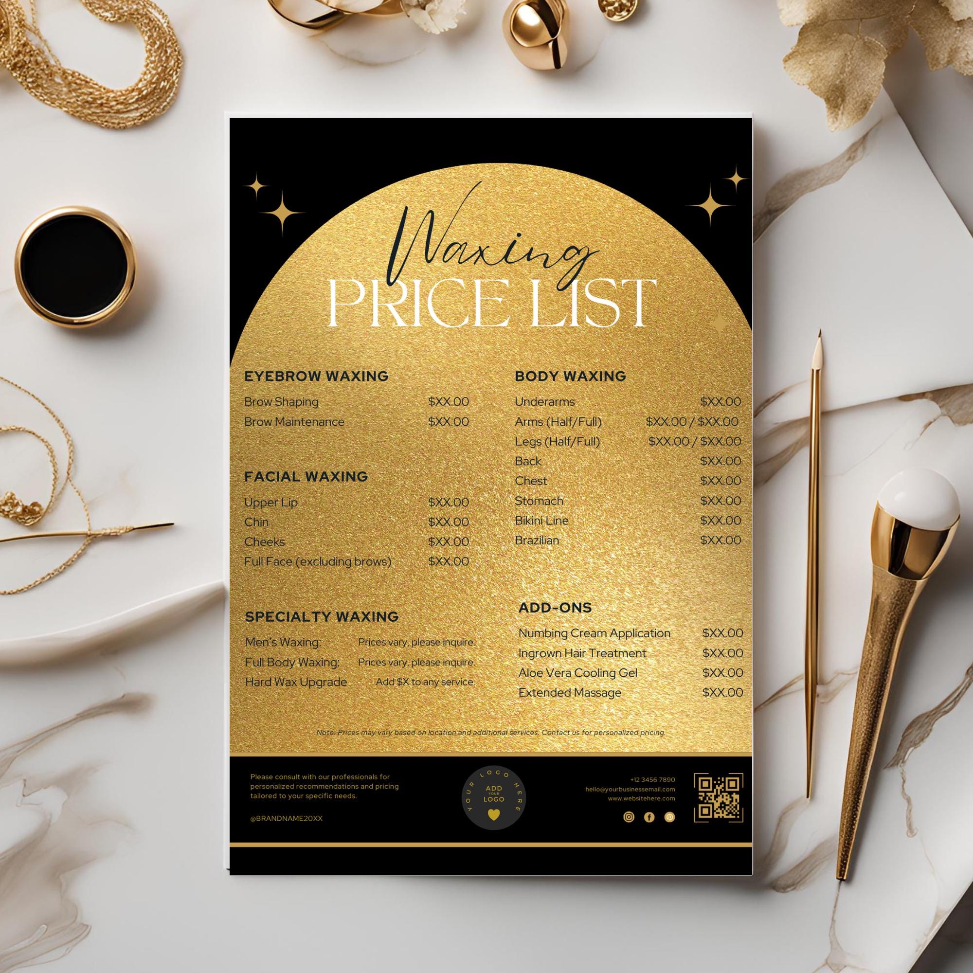 Editable Salon Price List Template Printable Waxing Pricing Guide | DIY ...