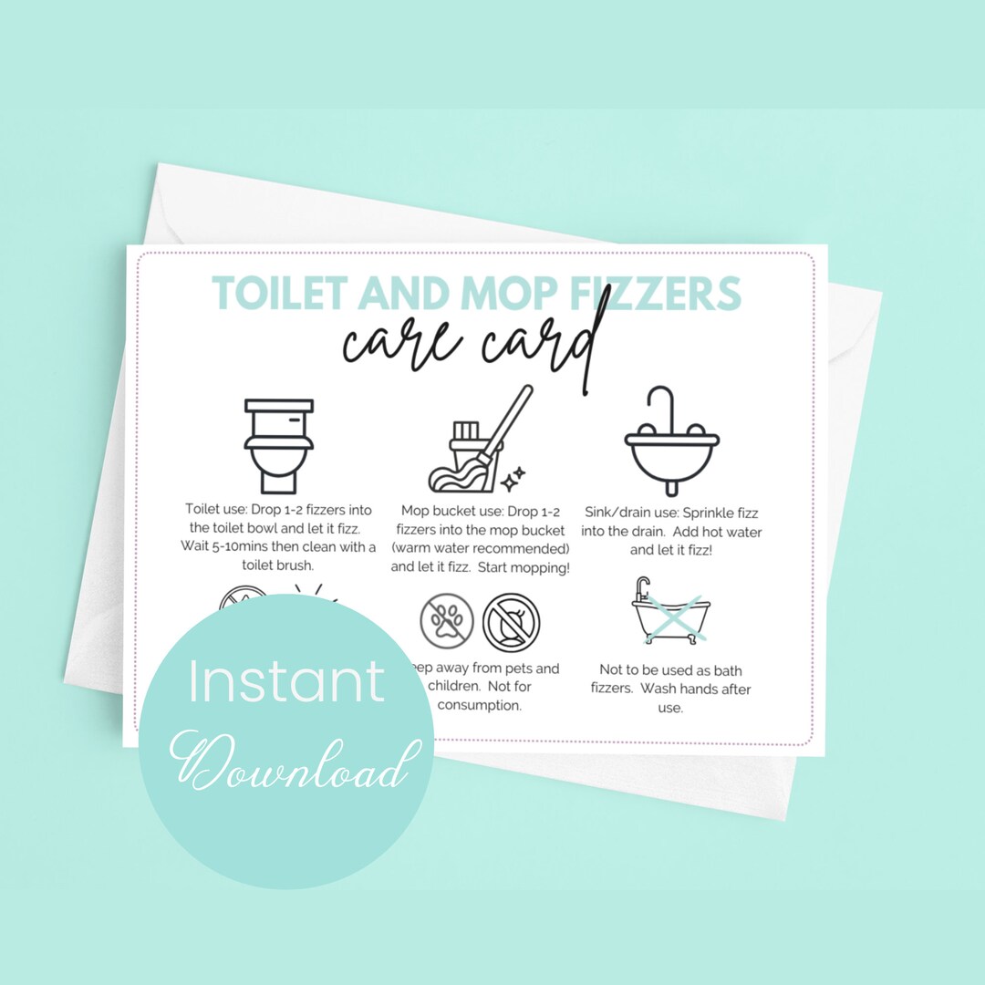 Toilet and Mop Bomb Care Card Toilet Fizzers Template Mop Fizzies Care ...