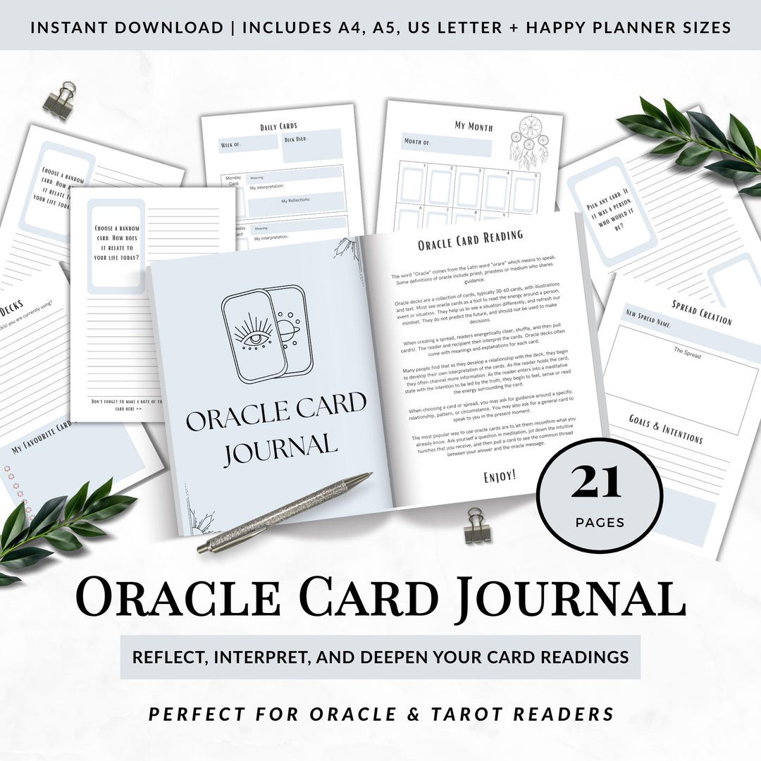 Oracle Journal Printable | Oracle Card Journal for Daily Readings ...
