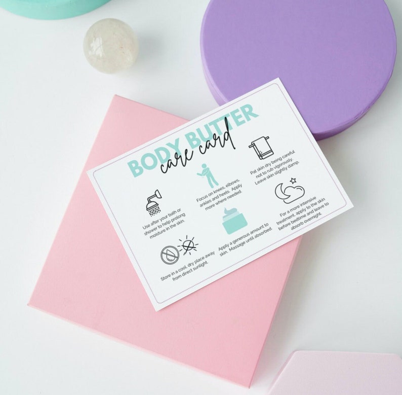 Body Butter Care Card Template Whipped Body Lotion Instructions ...