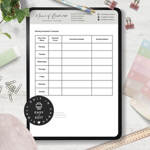 Personal Trainer Workout Plan Template Canva, Editable Fitness Program ...