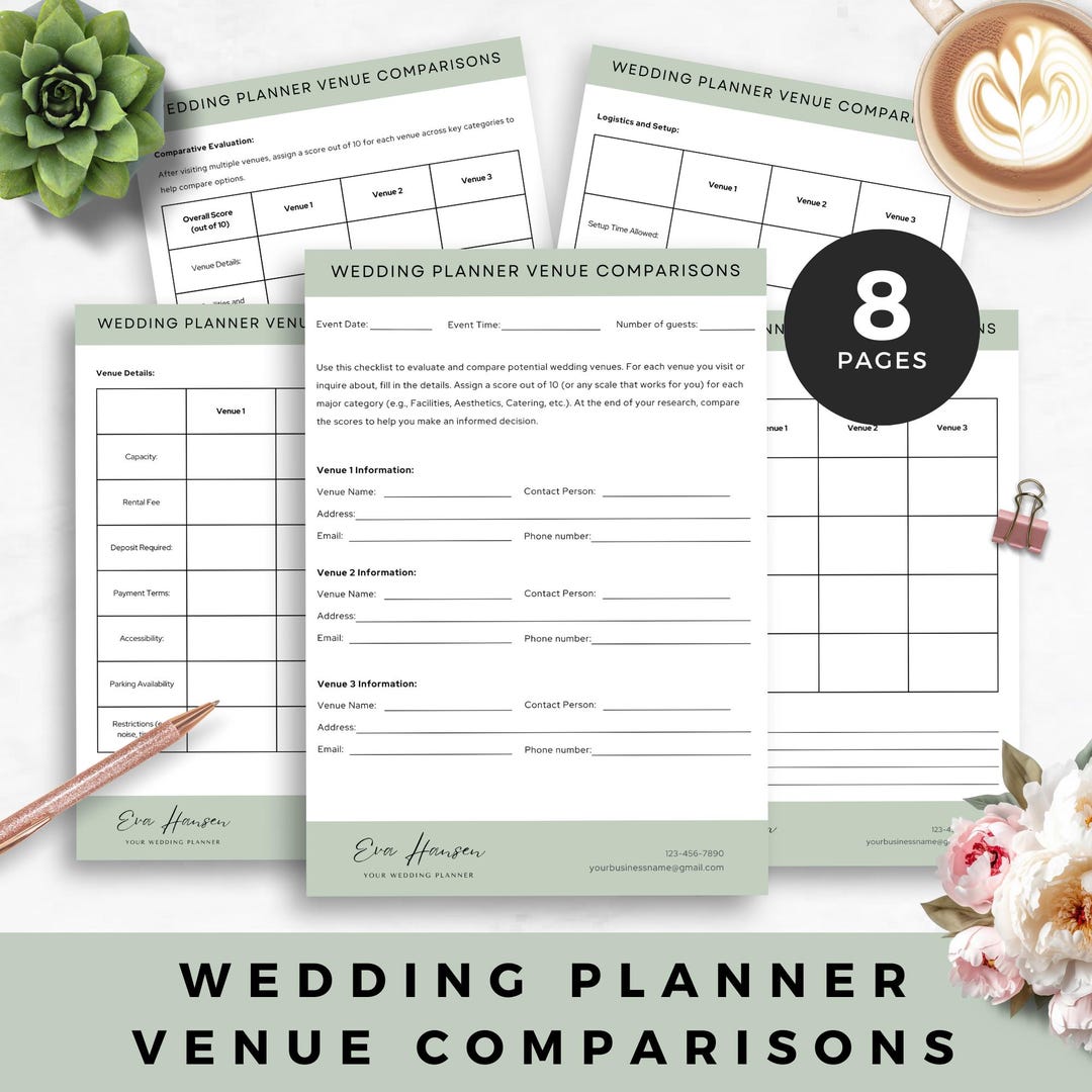 Wedding Venue Comparison Checklists | Printable Wedding Planning Tools ...