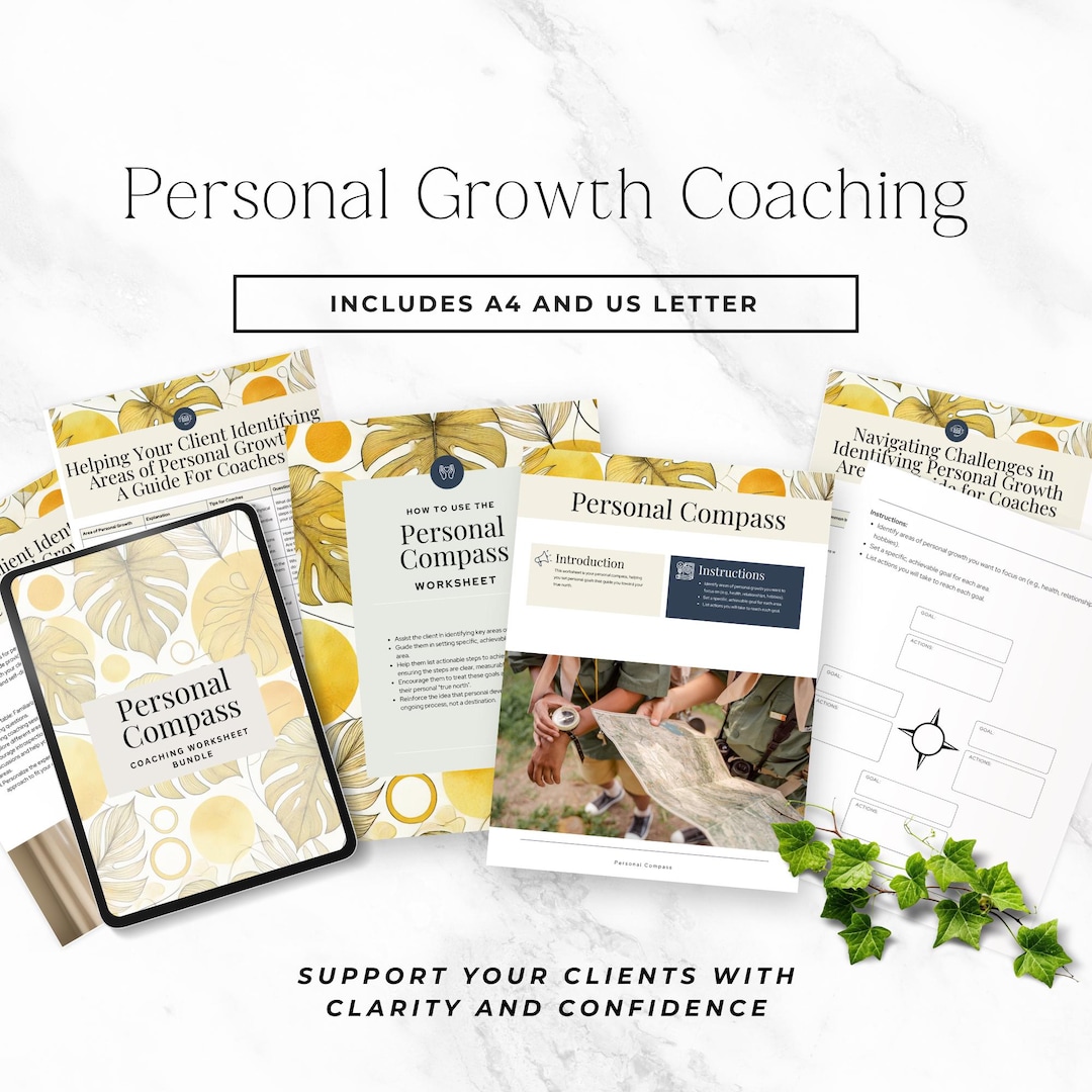 Personal Growth Coaching Worksheets, Editable Self-discovery Tools ...