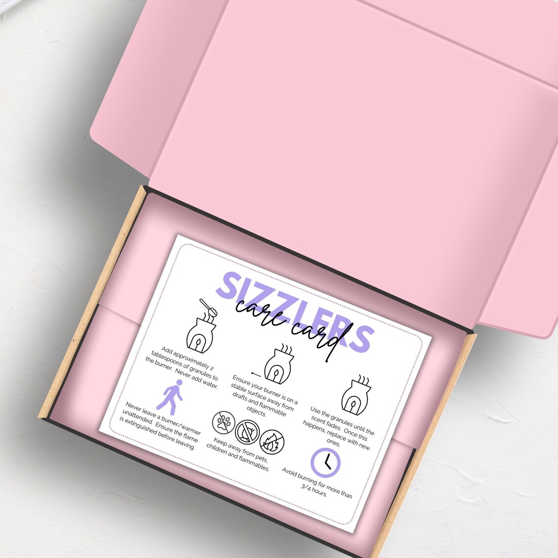 Printable Salt Sizzlers Care Card | Wax Melt & Simmering Granules ...