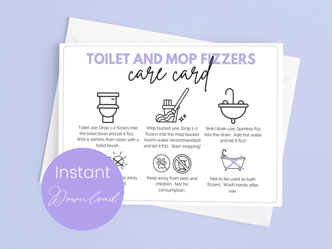 Toilet and Mop Bomb Care Card Toilet Bomb Label Mop Fizzer - Etsy