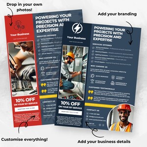 Electrician Flyer Template Editable Electrical Services Handout for ...