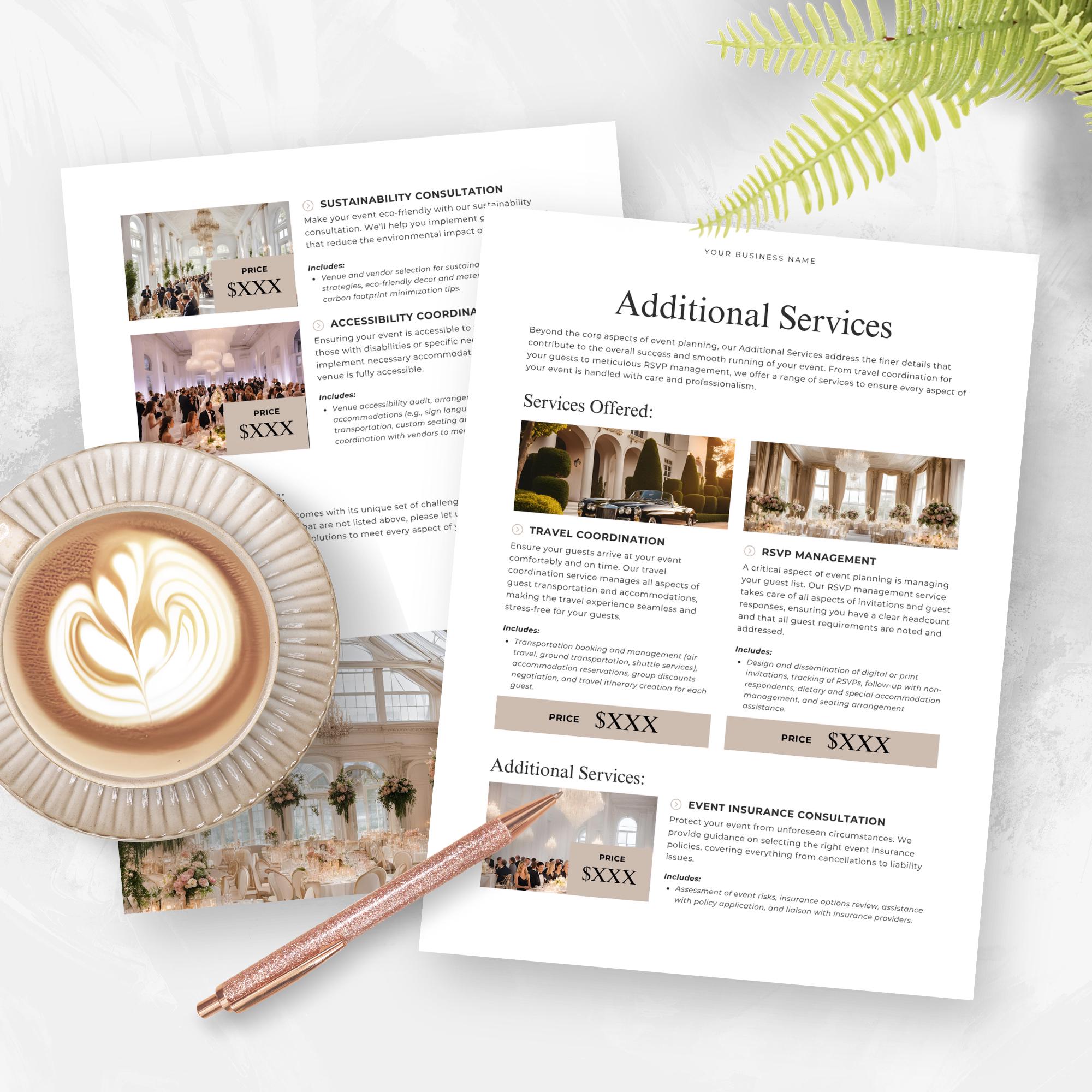 Event Planner Price List Template, Editable Pricing Guide, Professional ...
