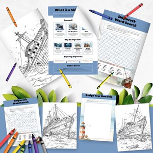 Shipwreck Activity Pack for Children Printable Ship Coloring Pages Ship ...