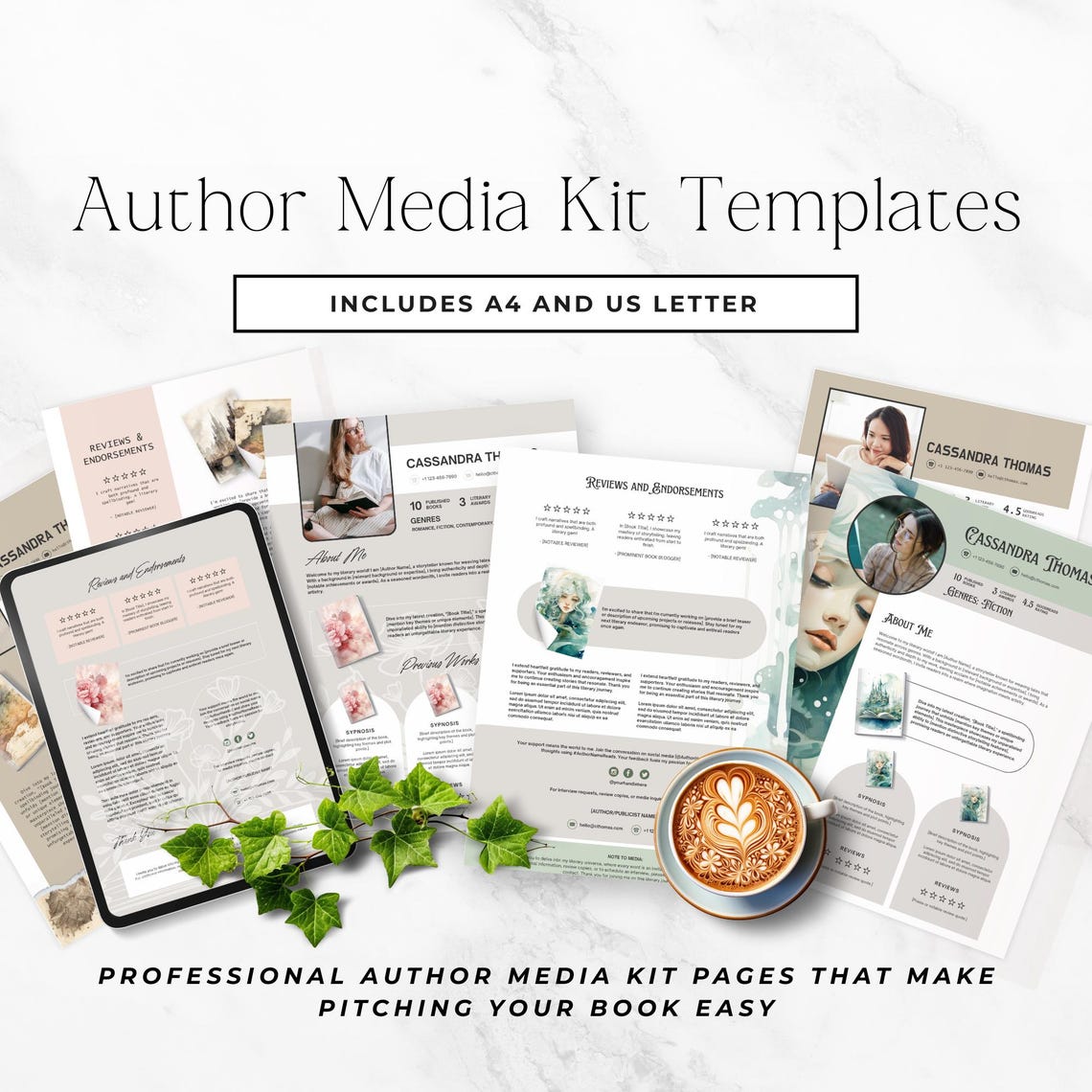 Author Media Kit Template Canva, Author Press Kit Template, Writer ...