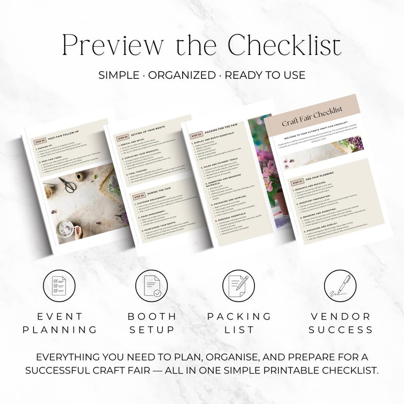 Craft Fair Checklist Printable, Vendor Booth Setup Planner, Pop up ...
