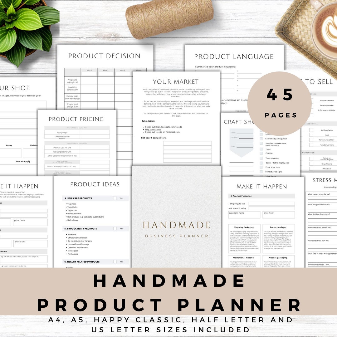 Printable Craft Business Planner for Handmade Sellers, Small Business ...