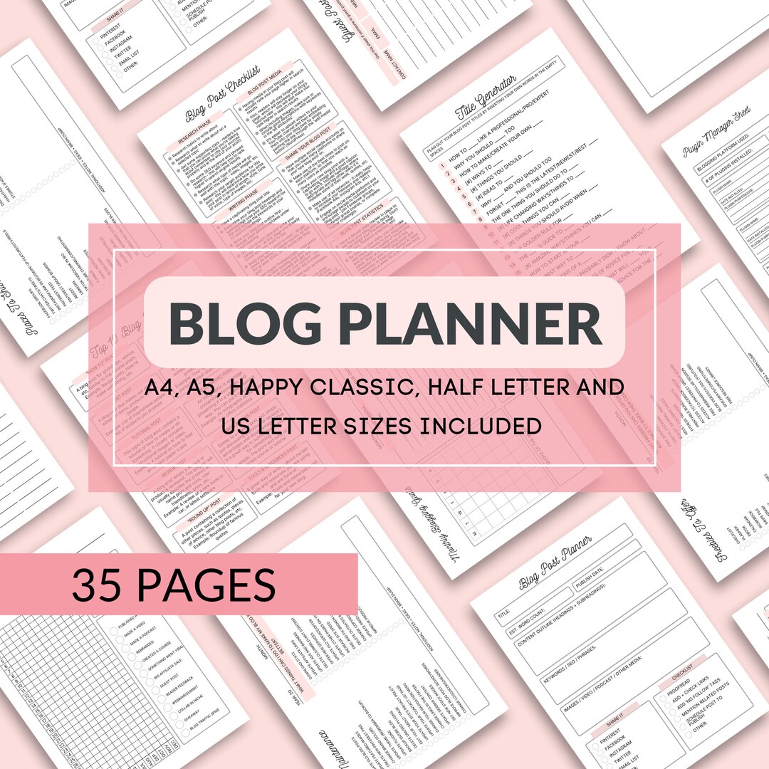 Blog Planner Template Digital Blogging Calendar Monthly Schedule ...