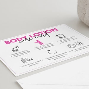 Body Lotion Care Card Body Butter Guide Lotion Bar Care Card ...