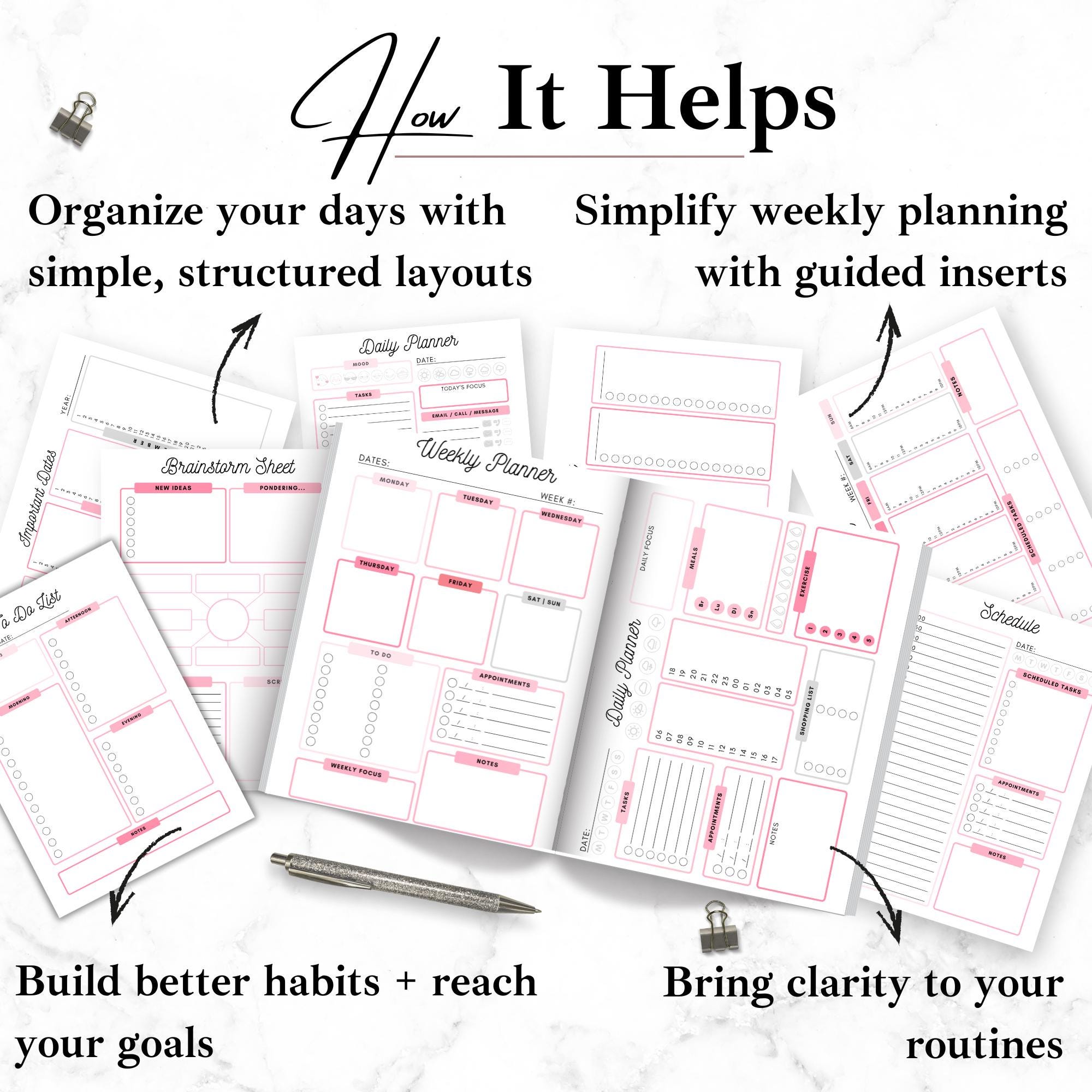Planner Inserts | Printable Planner Inserts, Daily Planner Inserts ...