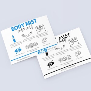 Editable Body Mist Care Card Template for Perfume Instructions ...
