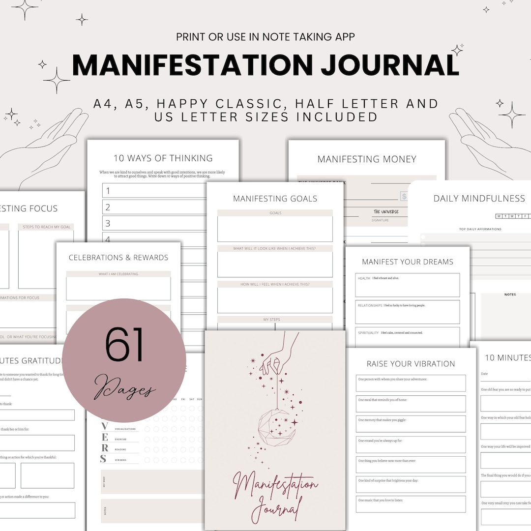 Manifestation Journal Template Law of Attraction Printable Mindfulness ...