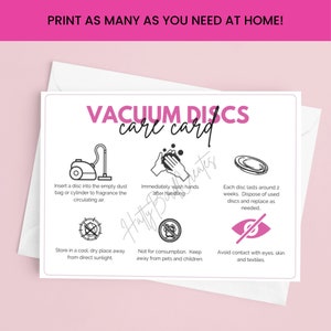Vacuum Disc Care Card for Vacuum Discs Warning Vacuum Disc Template ...