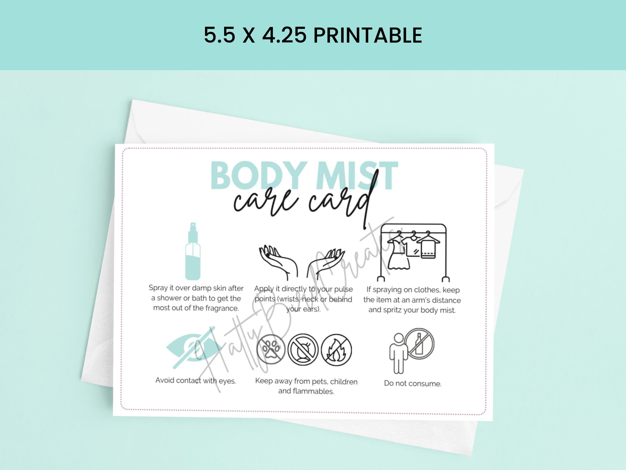 Body Mist Care Card Template Fragrance Mist Care Card for Body - Etsy