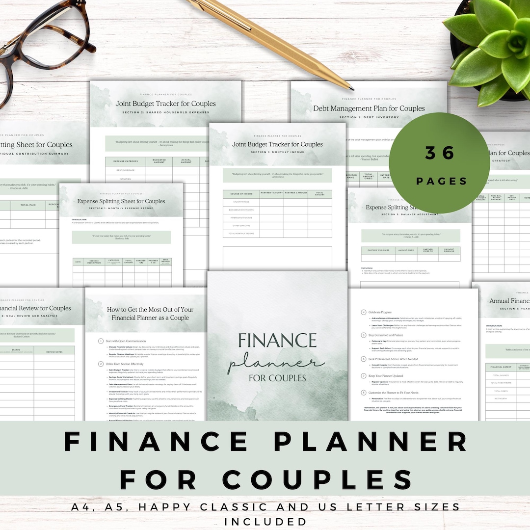 Couple Budget Planner Printable Finance Tracker for Couples Debt ...