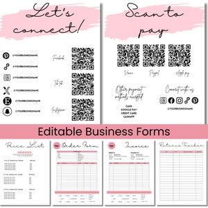 Small Business Resource Bundle Pink Starter Branding Kit Editable Order ...