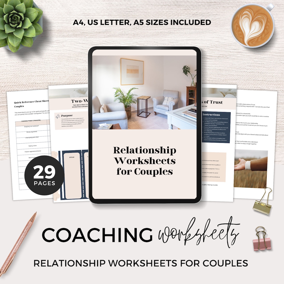 Couples Therapy Worksheet Bundle Relationship Coach Workbook Printable ...