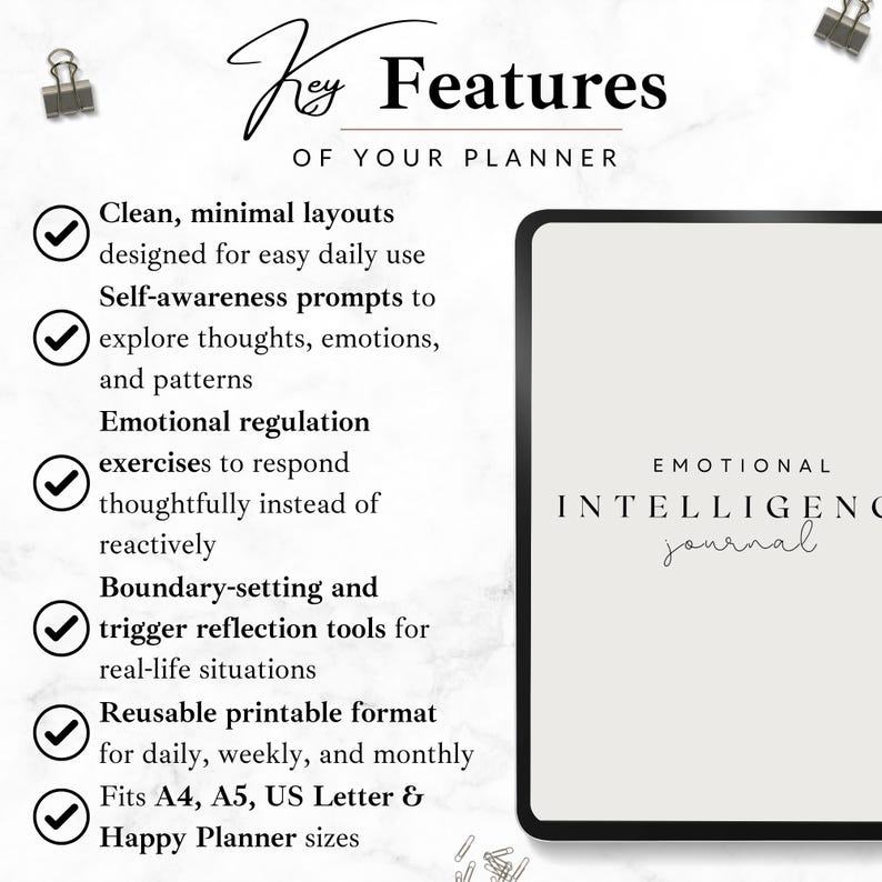 Emotional Intelligence Journal Self Awareness Planner Self Regulation ...