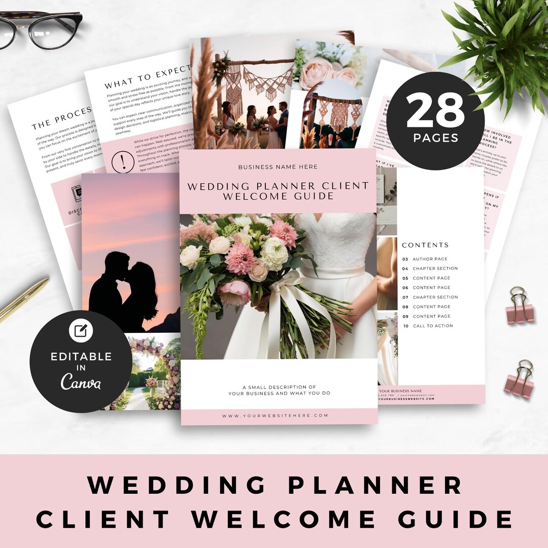 Wedding Planner Client Welcome Guide Template Editable Canva Bridal ...
