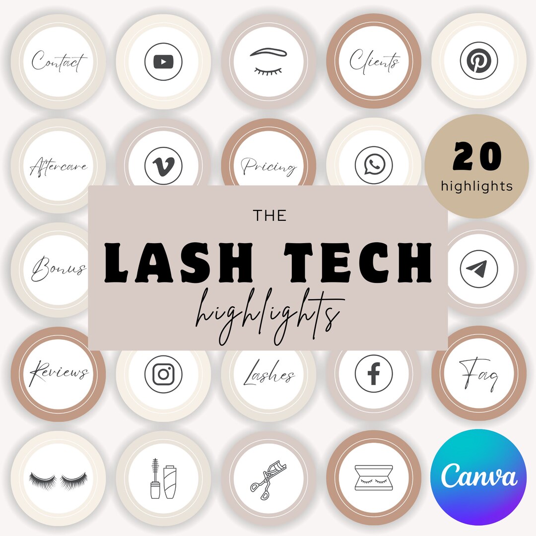 Lash Tech Instagram Highlight Templates Lash Tech Branding Kit for Lash ...