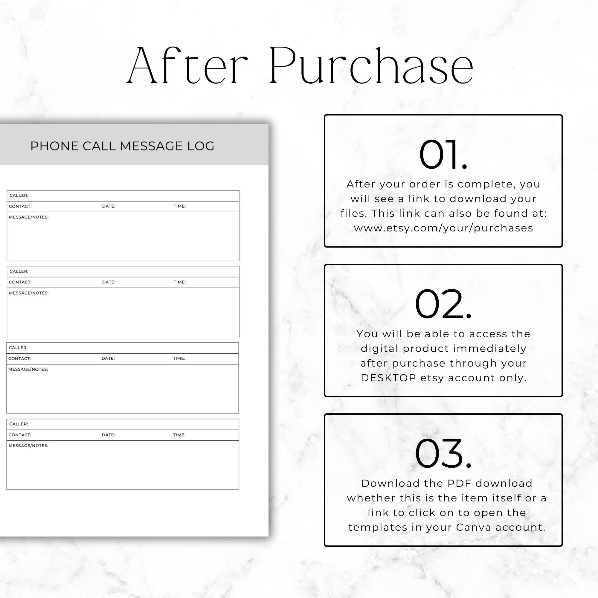 Phone Call Log Template for Small Business, Canva Editable Client ...