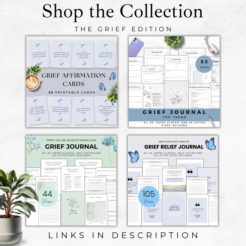 Grief Journal Printable for Mental Health Support, Digital Bereavement ...