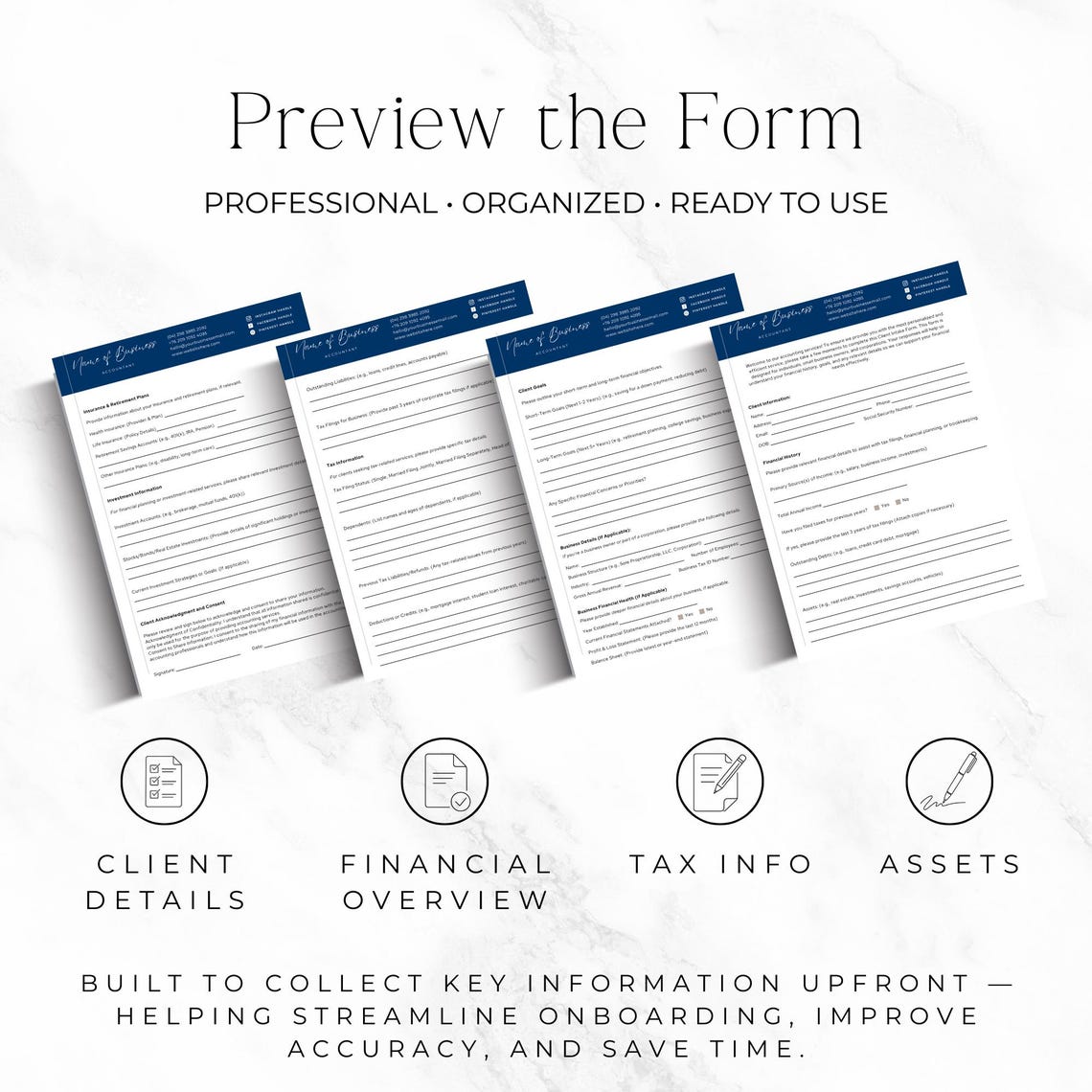 Accountant Client Intake Form Template, Editable Bookkeeping Client ...